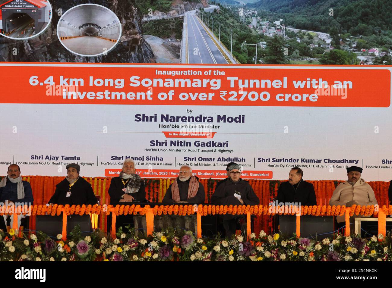 Ganderbal, Jammu And Kashmir, India. 13th Jan, 2025. Indian Prime Minister Narendar modi along ...