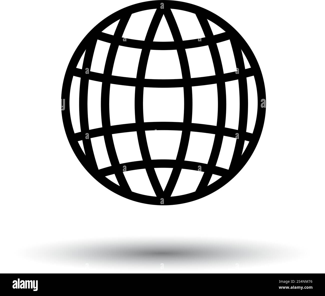 Globe Icon. Black on White Background With Shadow. Vector Illustration ...