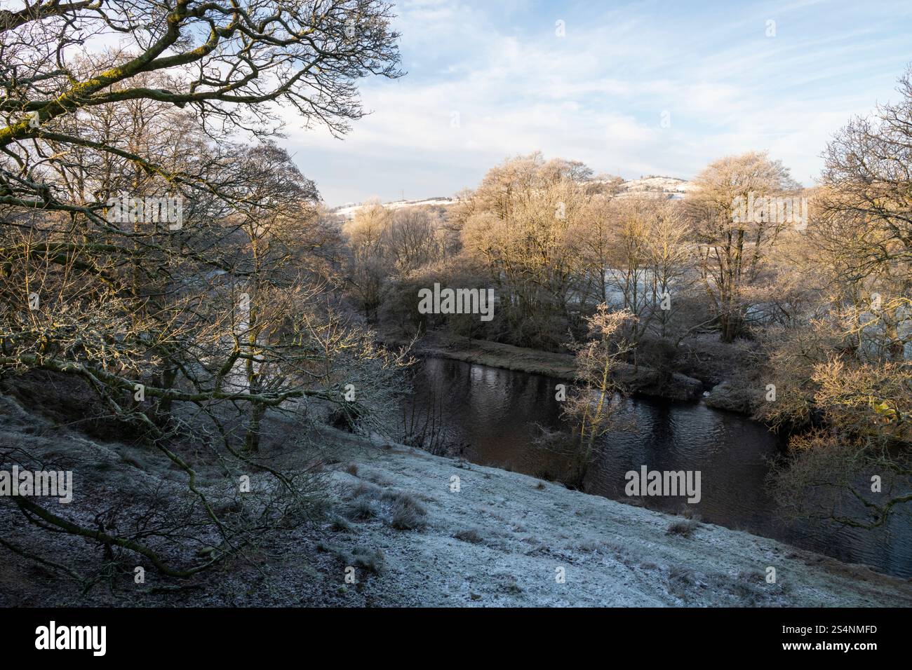 The river Etherow near Broadbottom village on the border of Derbyshire ...