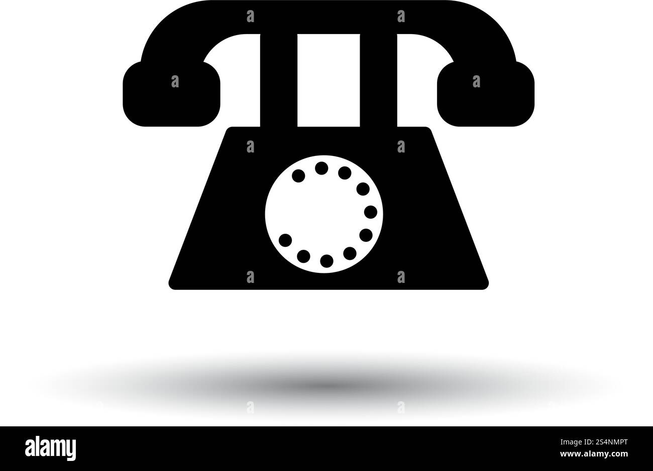 Old Phone Icon. Black on White Background With Shadow. Vector ...