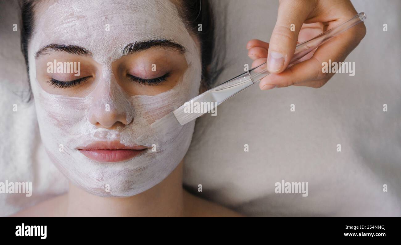 Experience a Relaxing Facial Treatment for Glowing Skin in a Luxurious Spa Environment Stock ...