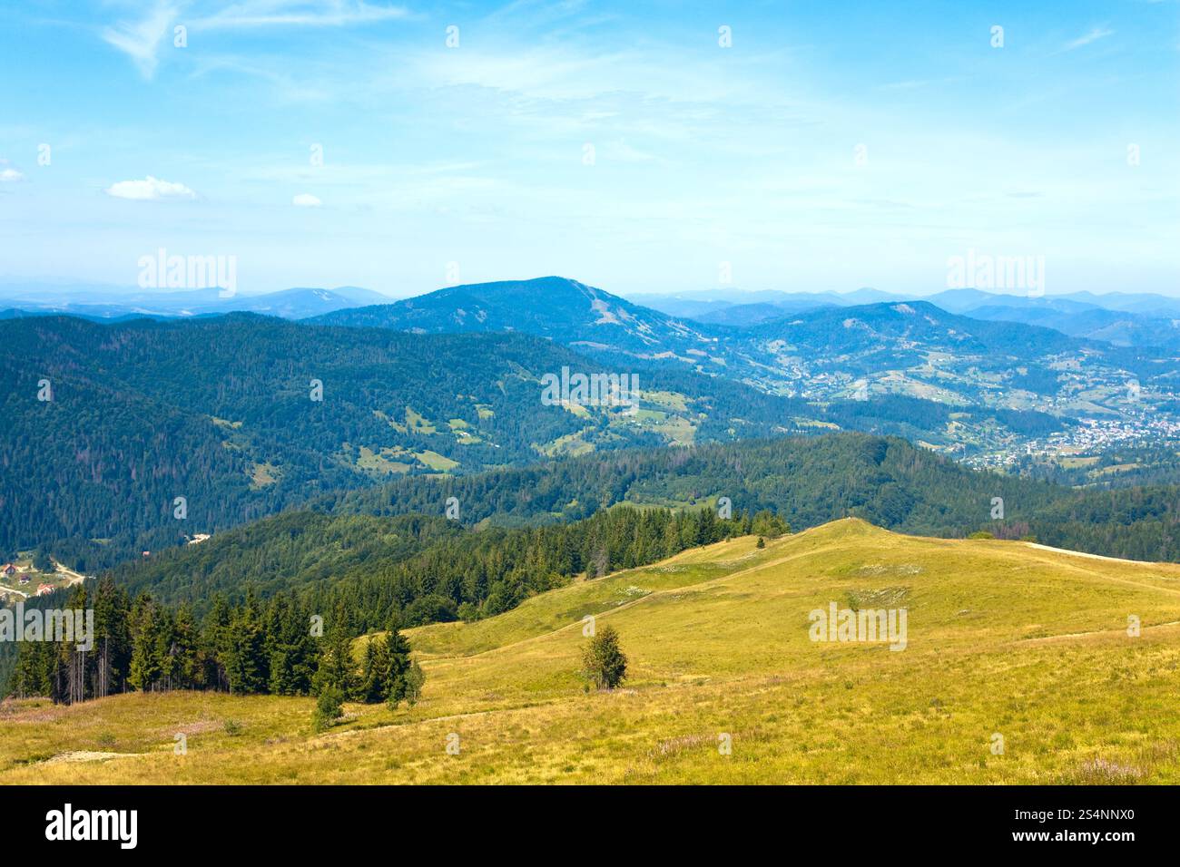 Autumn countryside landscape with village on mountainside Stock Photo ...