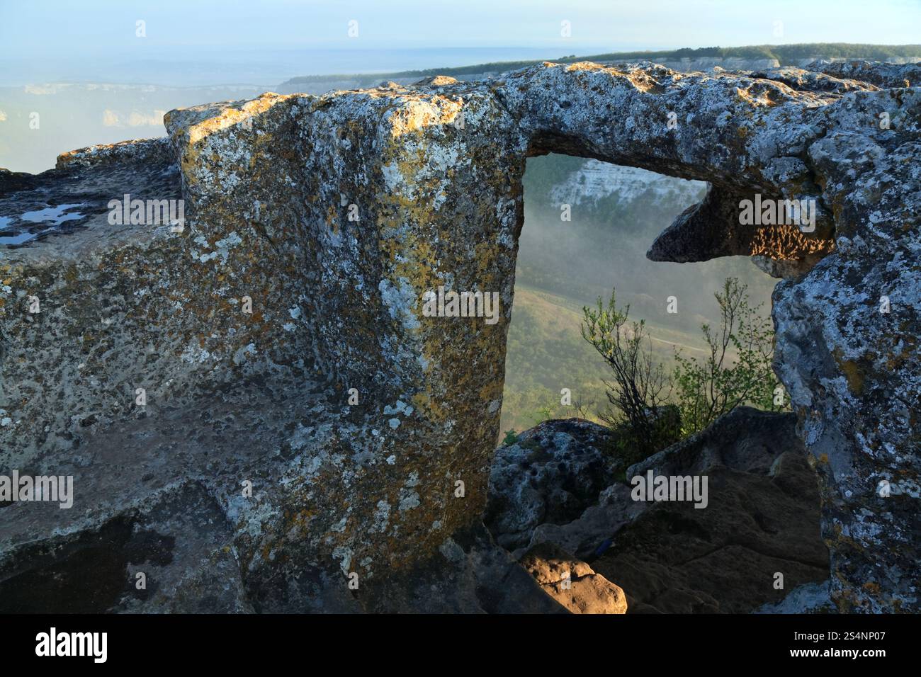 Morning cloudy view from top of Mangup Kale - historic fortress and ...