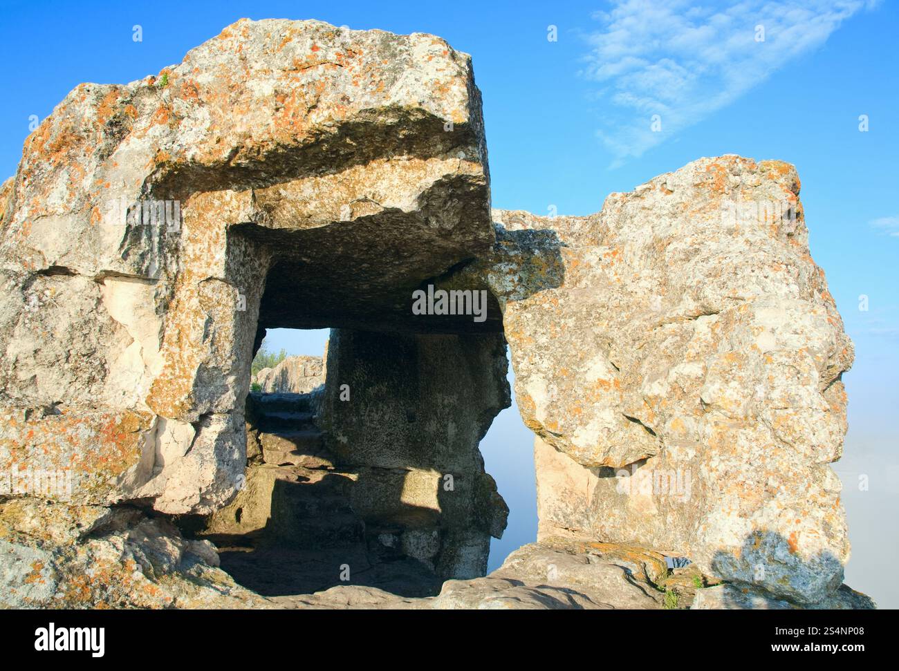 Morning cloudy view from top of Mangup Kale - historic fortress and ...