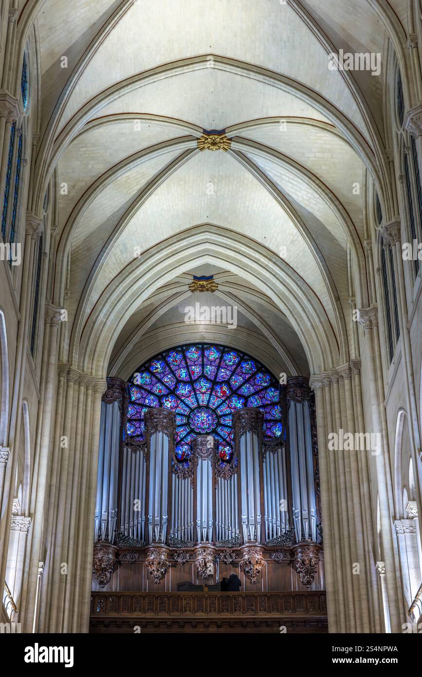 Paris, France - January 2, 2025: Interior of Notre-Dame de Paris ...