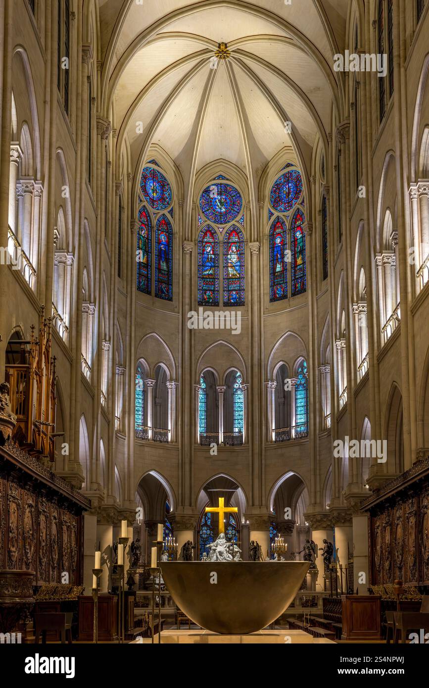 Paris, France - January 6, 2025: Interior of Notre-Dame de Paris ...
