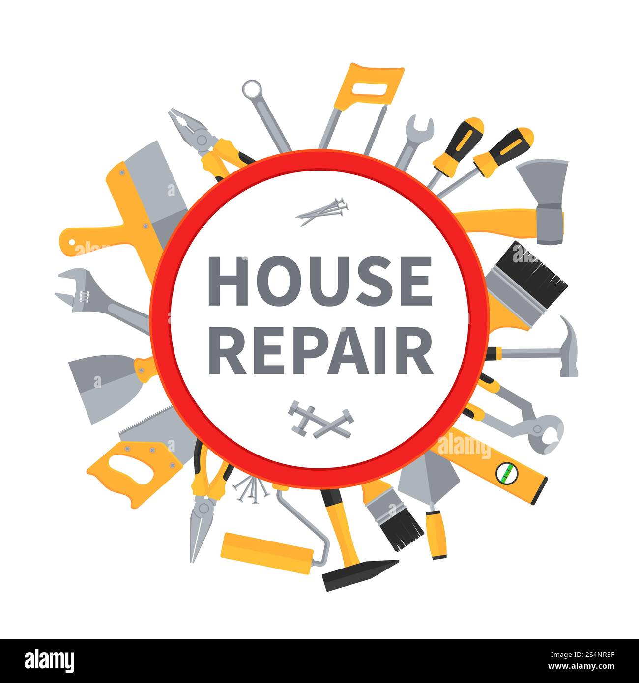 House repair and remodeling vector background with construction tools ...