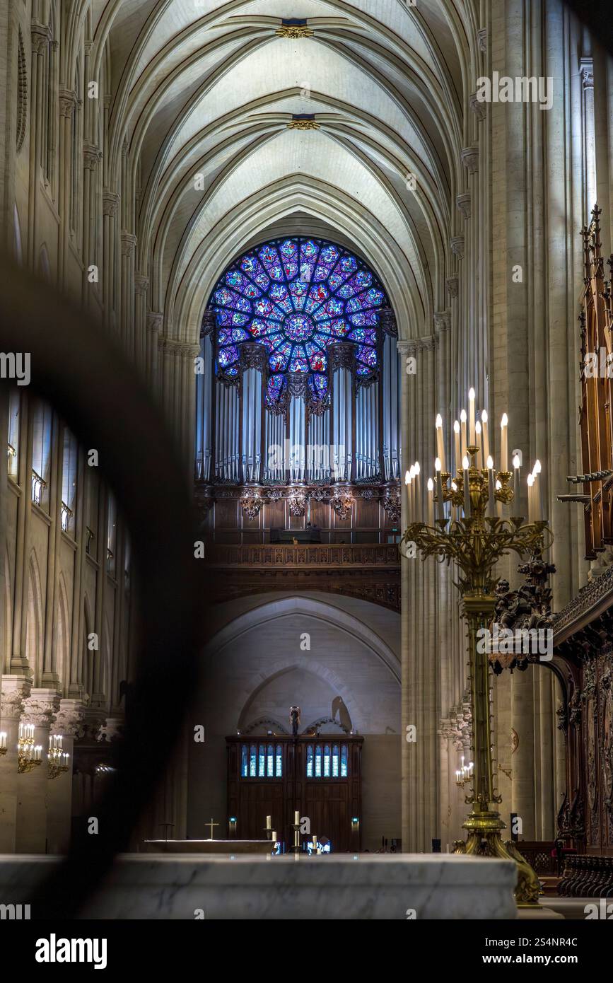 Paris, France - January 2, 2025: Interior of Notre-Dame de Paris ...