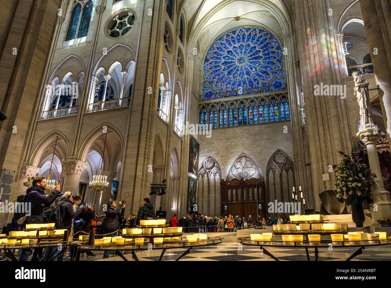 Paris, France - January 6, 2025: Interior of Notre-Dame de Paris ...