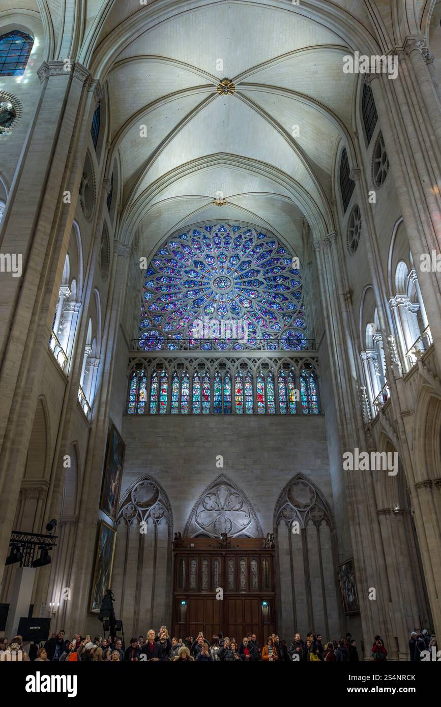 Paris, France - January 6, 2025: Interior of Notre-Dame de Paris ...