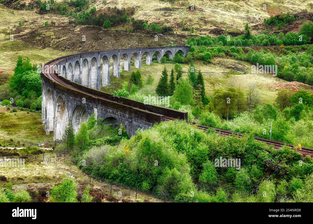 Glenfinnan Viaduct, Scotland. Travel tourist destination in Europe. Old ...