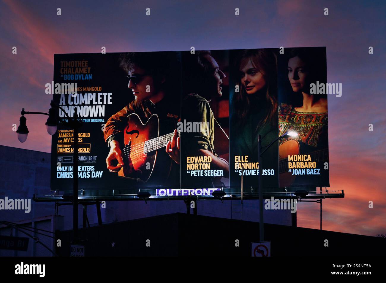 Billboard for the movie ãA Complete UnknownÒ about Bob Dylan, on ...