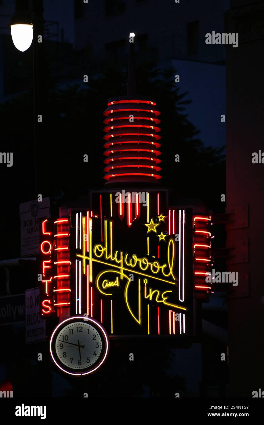 Hollywood and Vine Neon sign on Hollywood Boulevard, Los Angeles ...