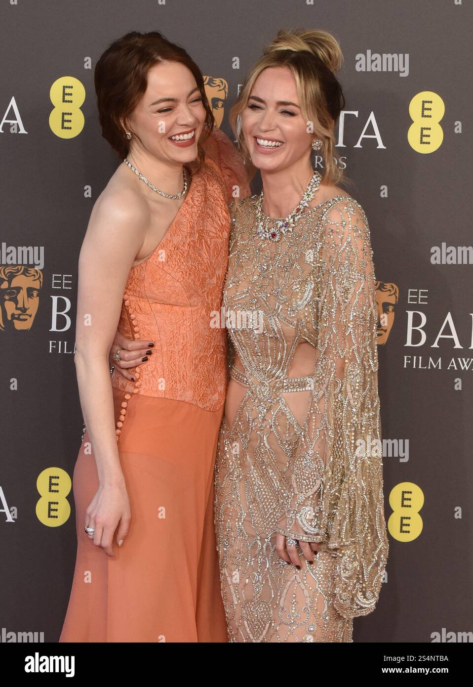 Emma Stone and Emily Blunt attends the 2024 EE BAFTA Film Awards at the ...