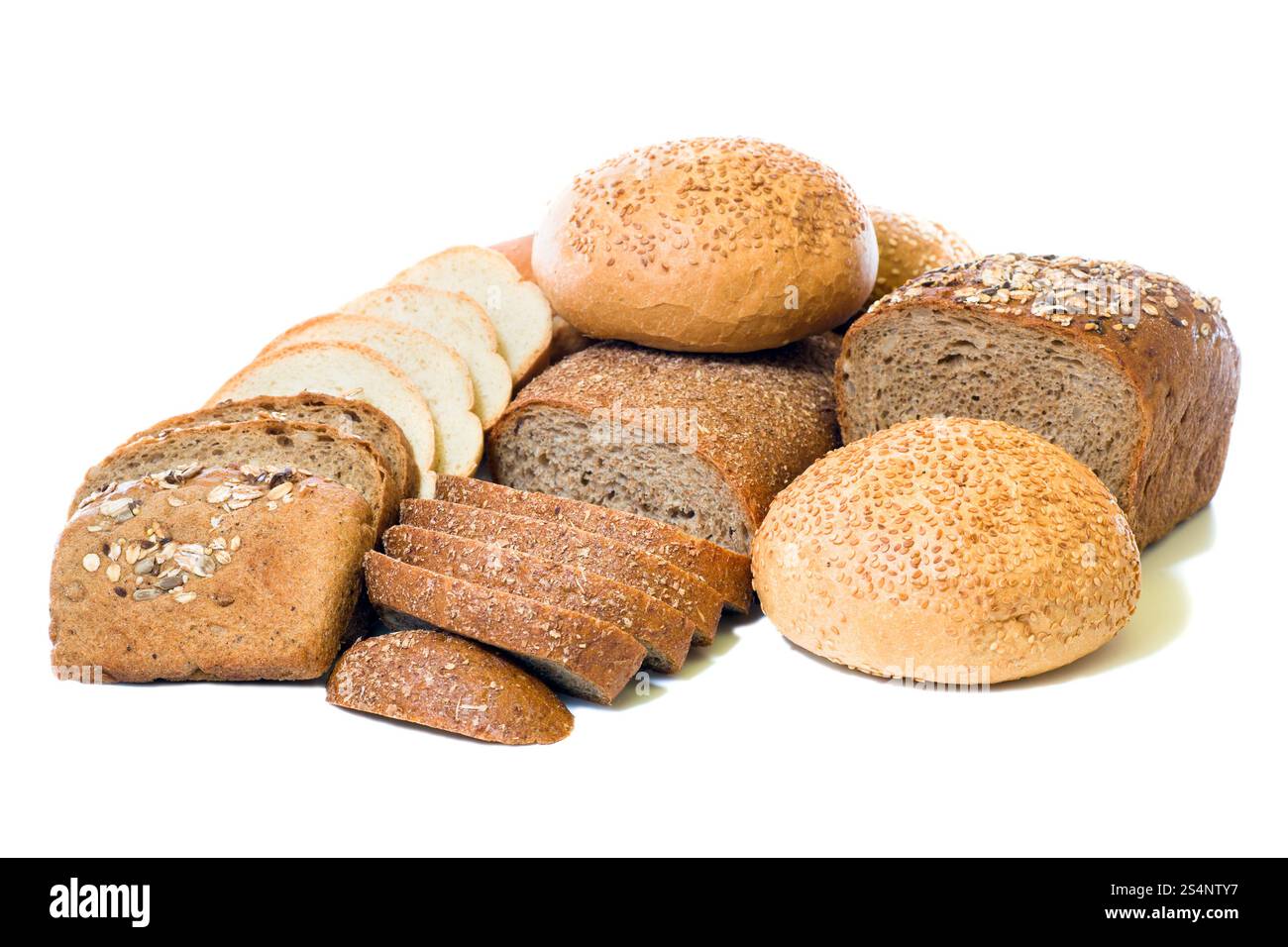loafs of whole wheat and rye bread isolated on white background Stock ...