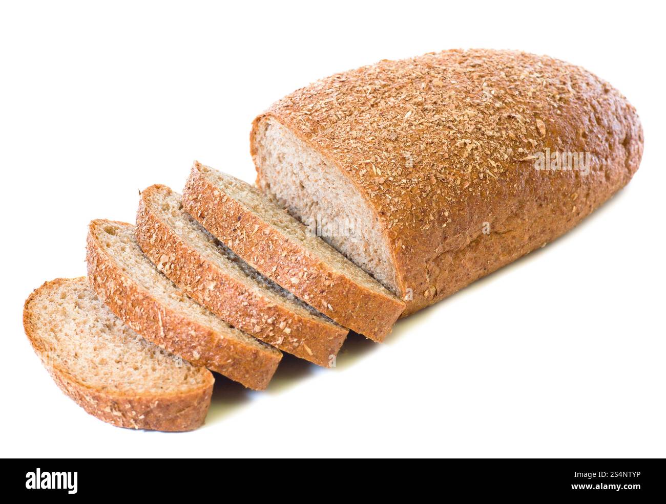 loaf and slices of whole rye bread isolated on white background Stock ...