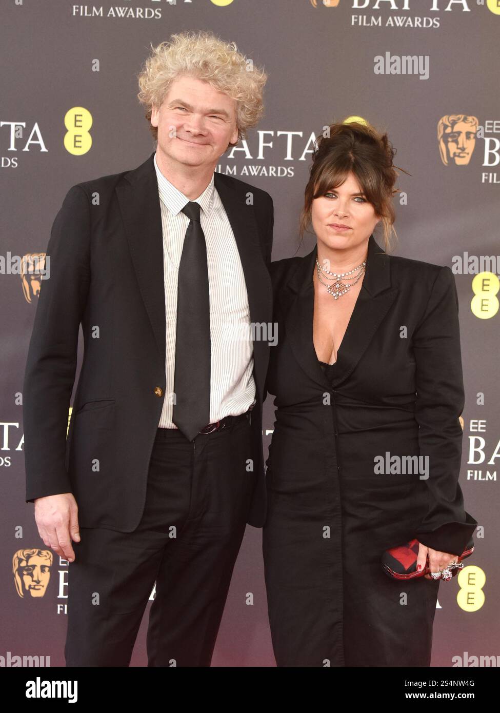 Simon Farnaby and Claire Keelan attends the 2024 EE BAFTA Film Awards ...