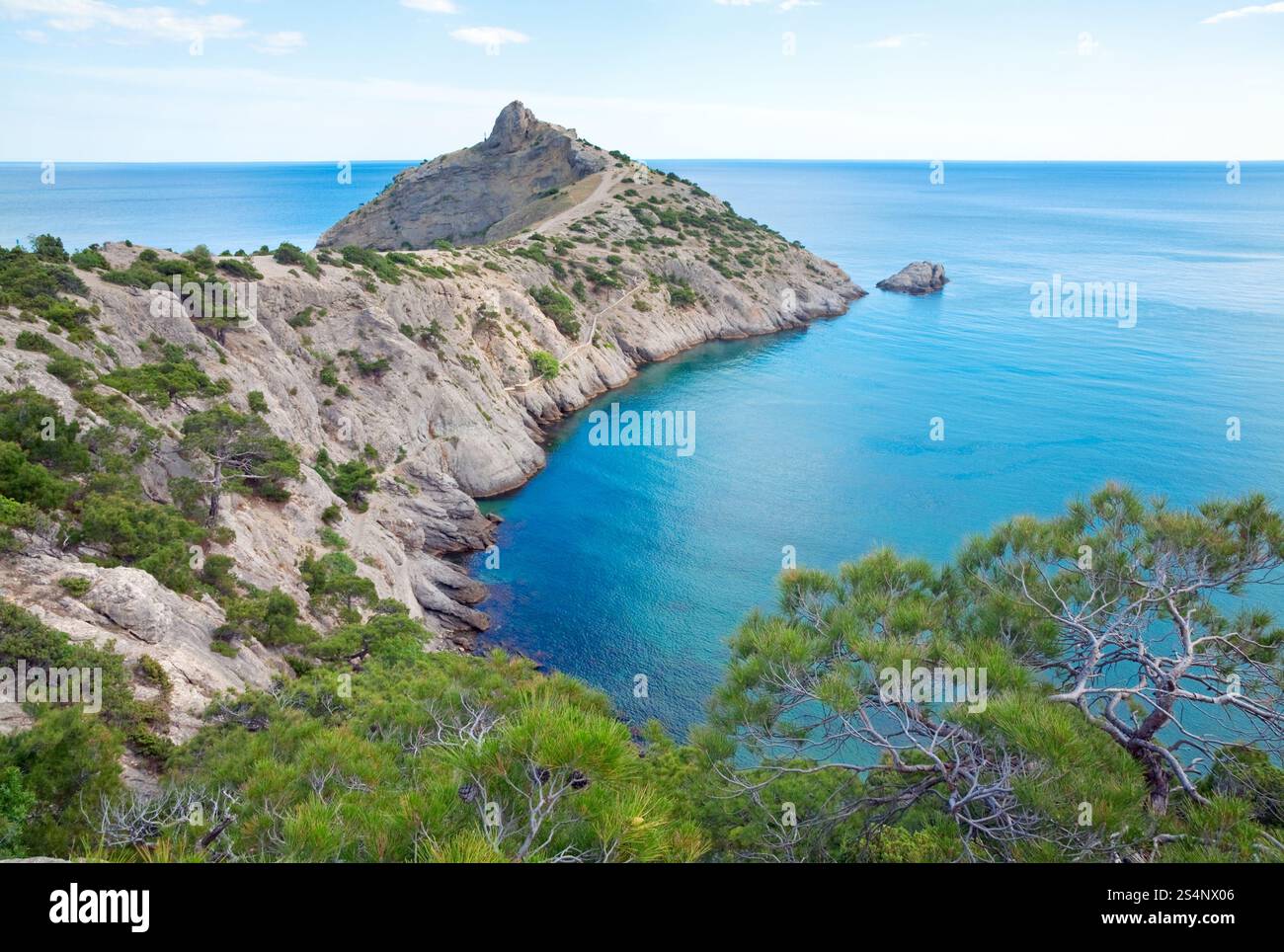 Summer evening rocky coastline of Novyj Svit" reserve (Crimea, Ukraine ...
