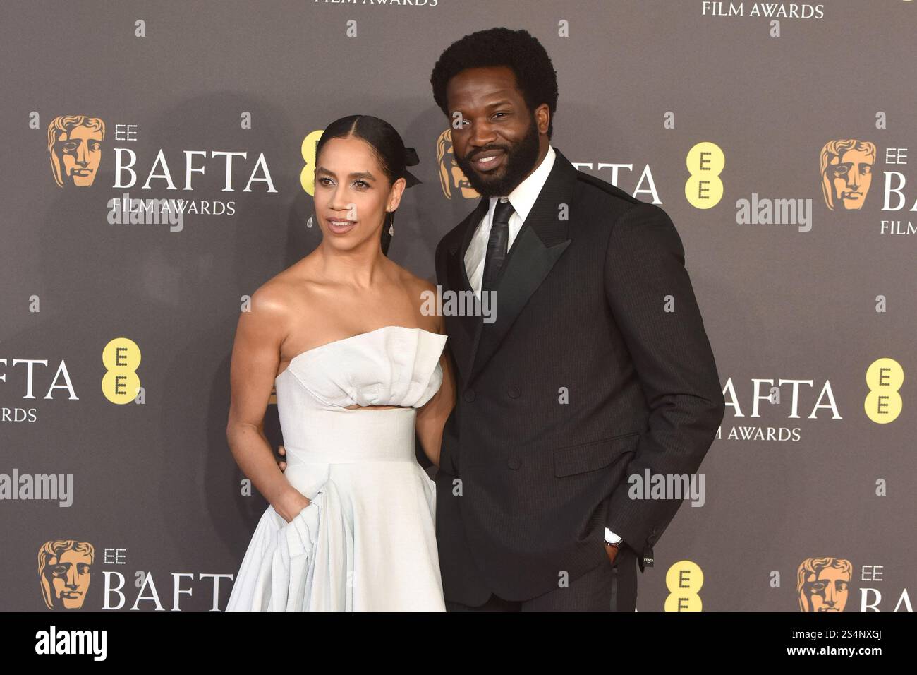 Dominique Tipper and Sope Dirisu attends the 2024 EE BAFTA Film Awards ...