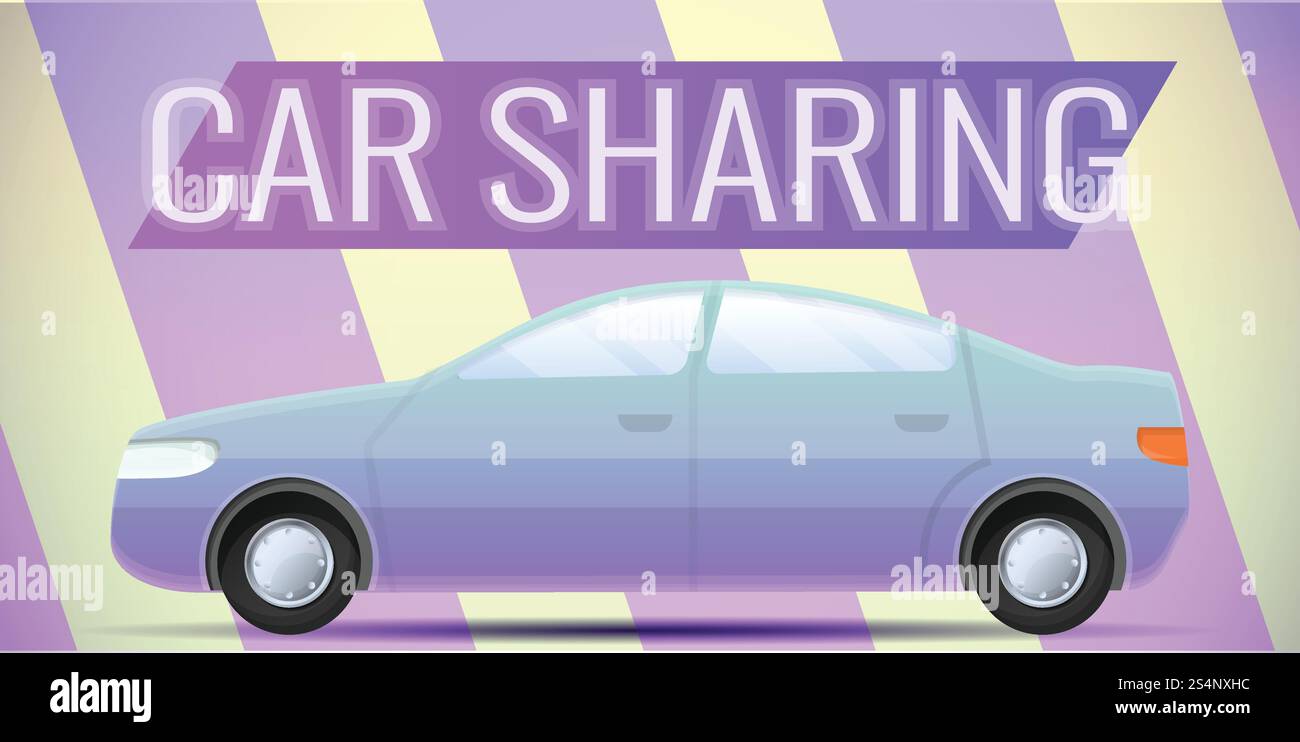 City car sharing concept banner. Cartoon illustration of city car ...