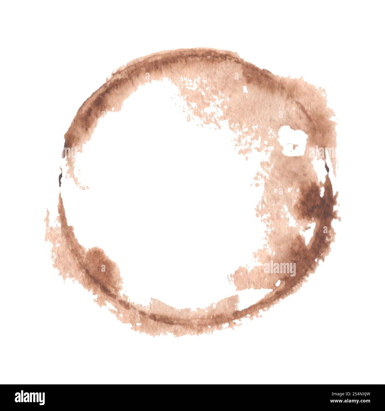 Trace of a coffee. Circle stain from the bottom of the cup. Round brown ...