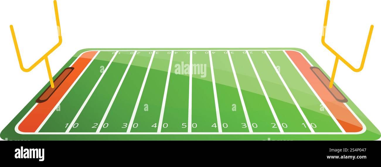 Cartoon Football Field American Football Stadium Scene