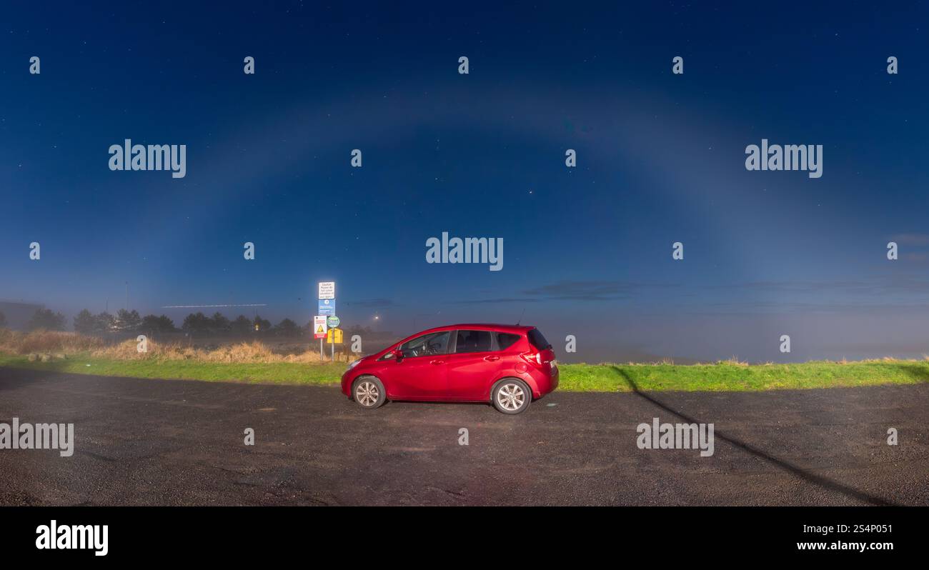 Lunar fogbow at Shelley Banks car park Stock Photo - Alamy