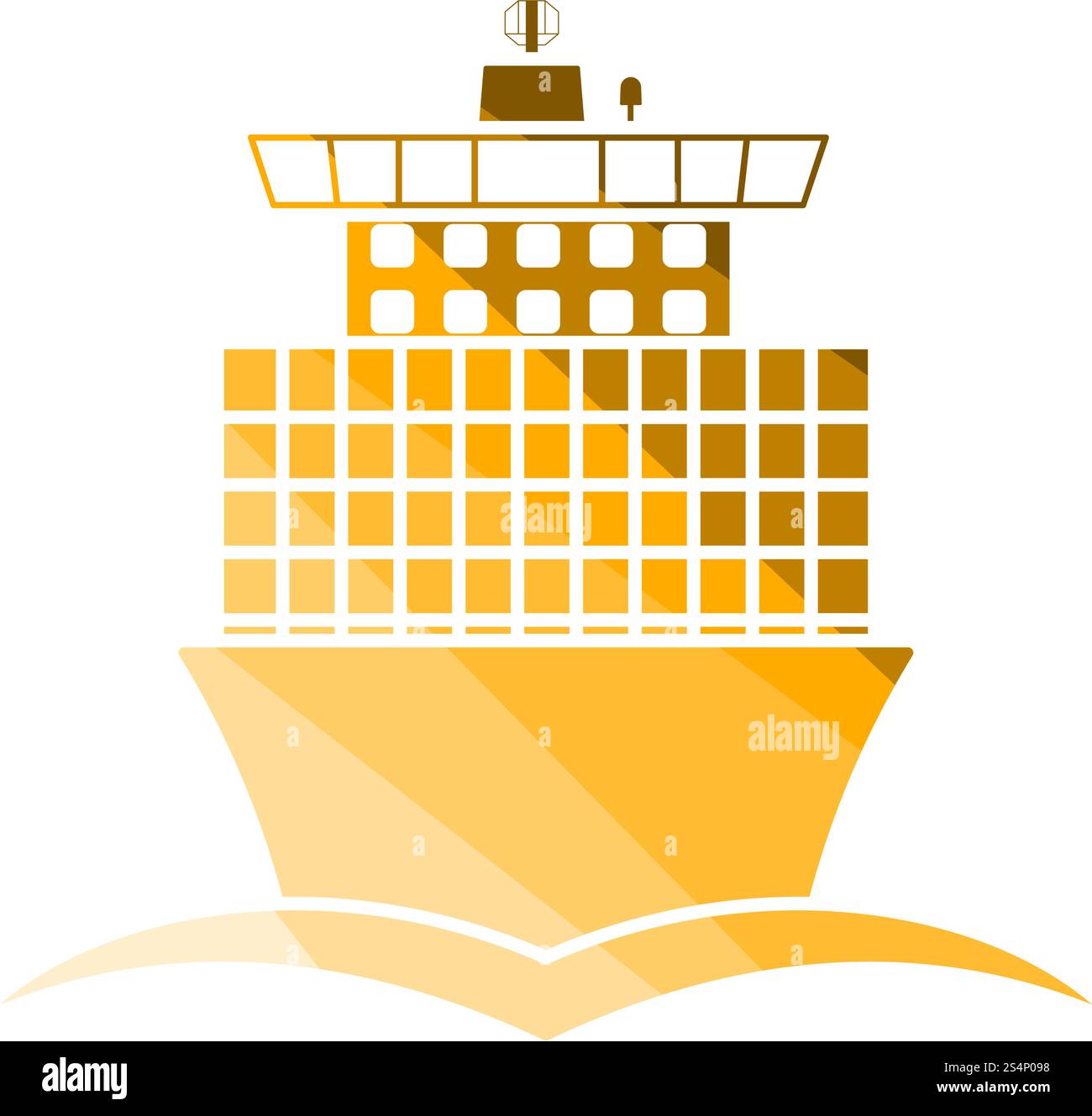 Container Ship Icon Front View. Flat Color Ladder Design. Vector ...