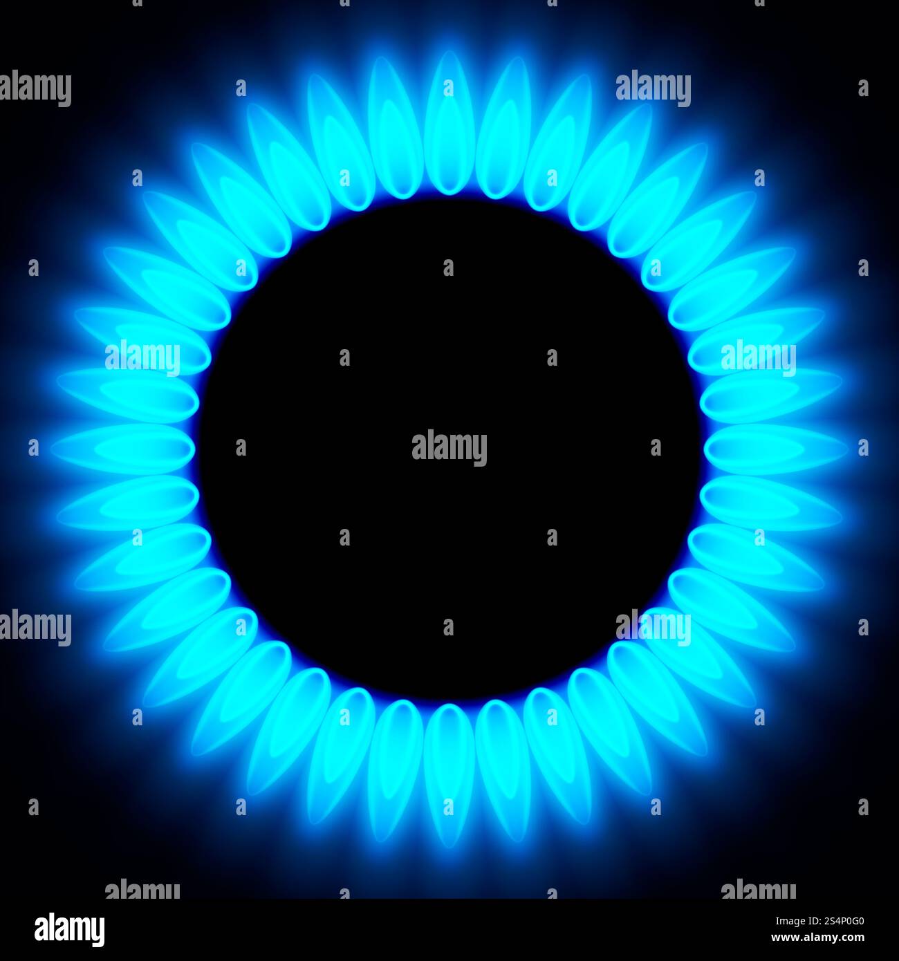 Propane butane gas flames on cooker hobs - top view Stock Photo - Alamy