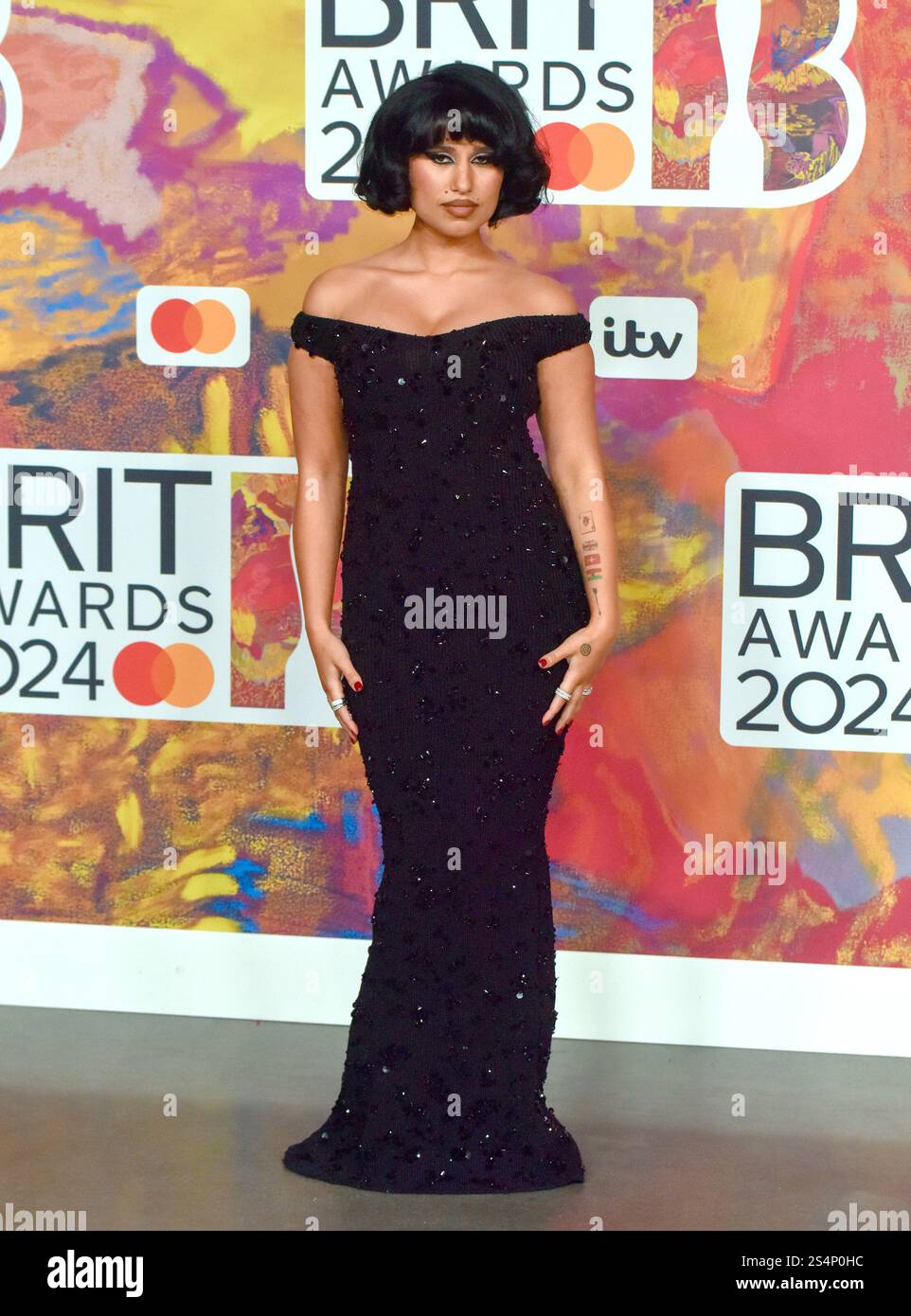 ***EDITORIAL USE ONLY*** Raye attends The BRIT Awards 2024 at The O2 in ...
