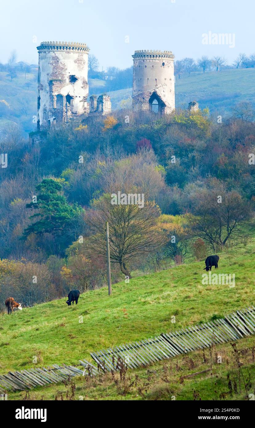 Autumn view of Chervonohorod Castle ruins (built in the early 17th ...