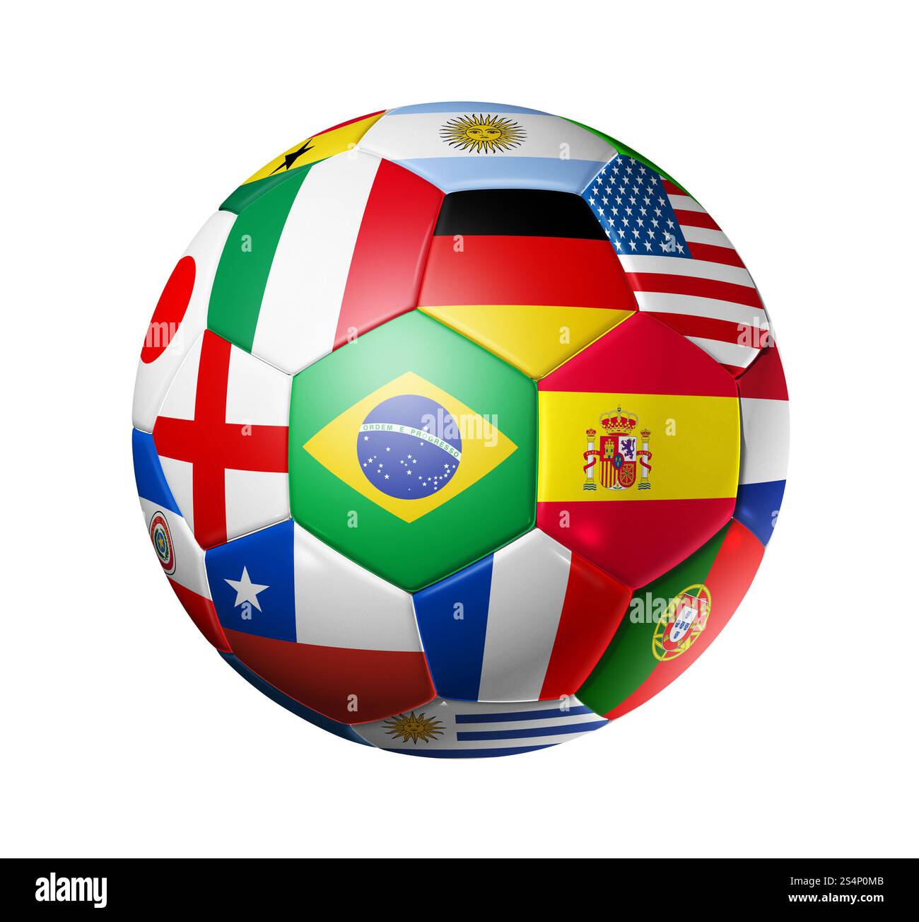 3D football soccer ball with world teams flags. brazil world cup 2014 ...