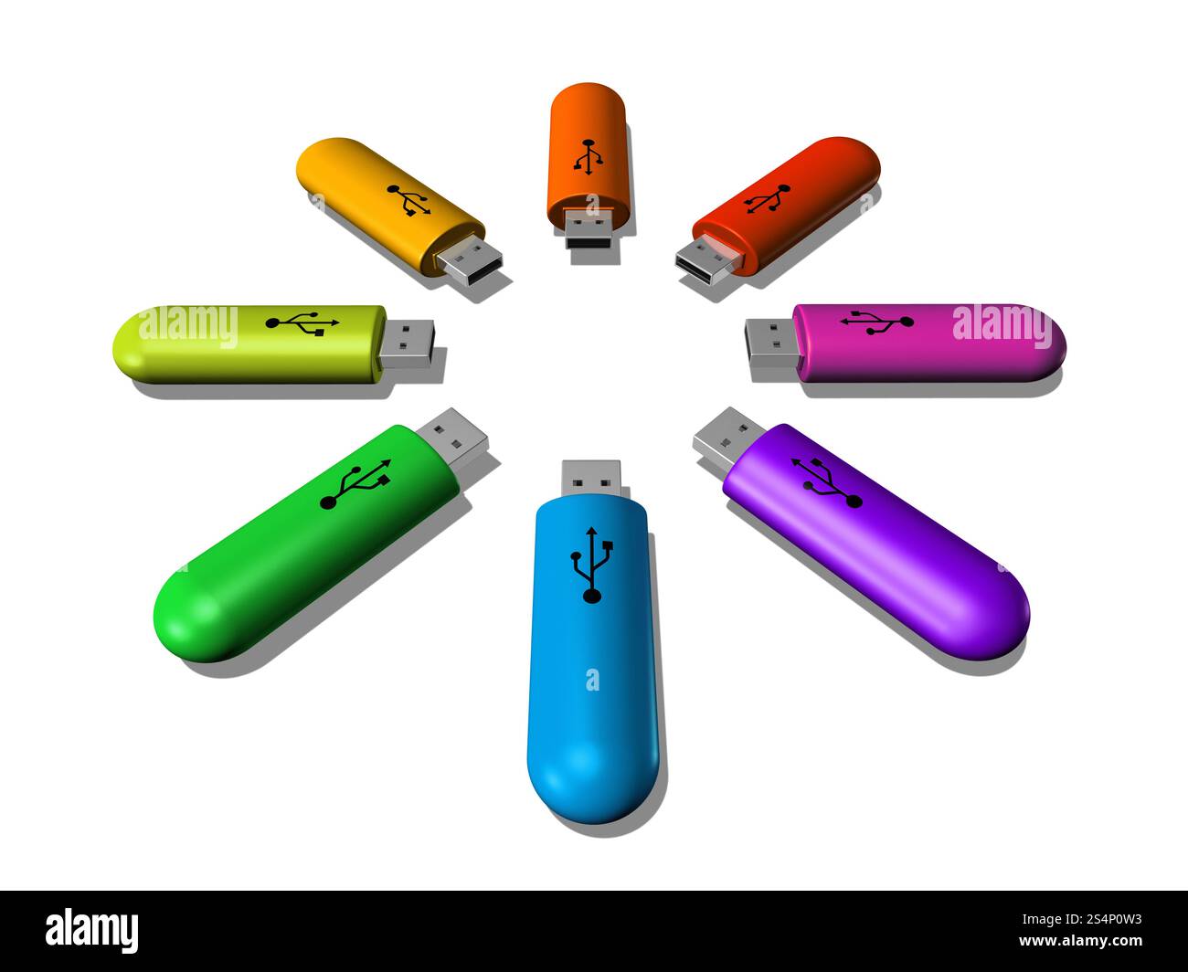 3D rainbow USB keys isolated on white background Stock Photo - Alamy