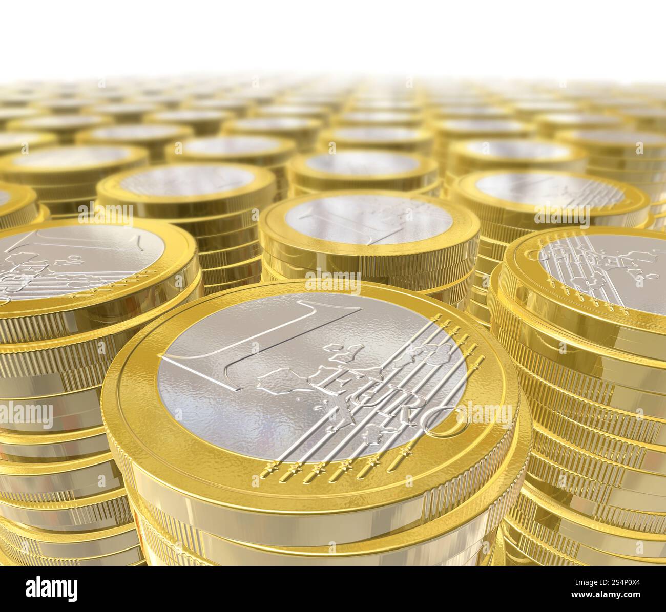 three dimensional euro coins - illustration. One euro coins Stock Photo ...