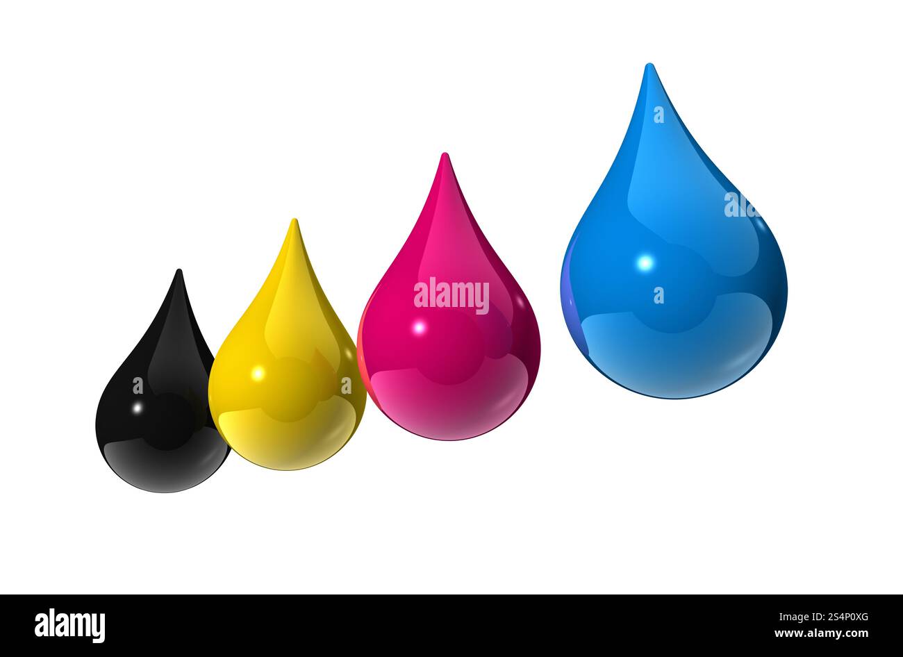3D cmyk ink drops isolated on white. cmyk ink drops Stock Photo - Alamy