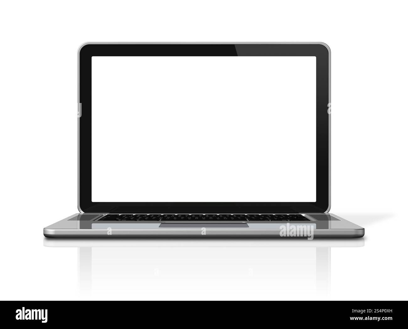 3D blank laptop computer isolated on white with 2 clipping path : one ...