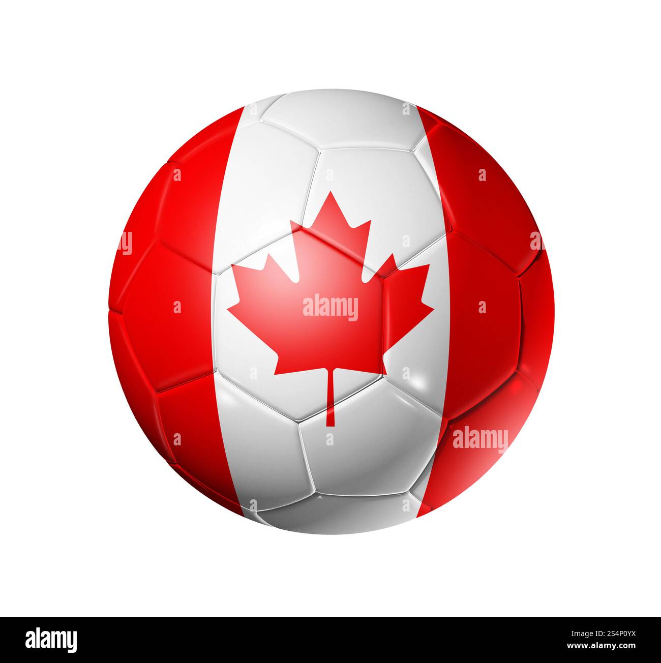 3D soccer ball with Canada team flag. isolated on white with clipping ...