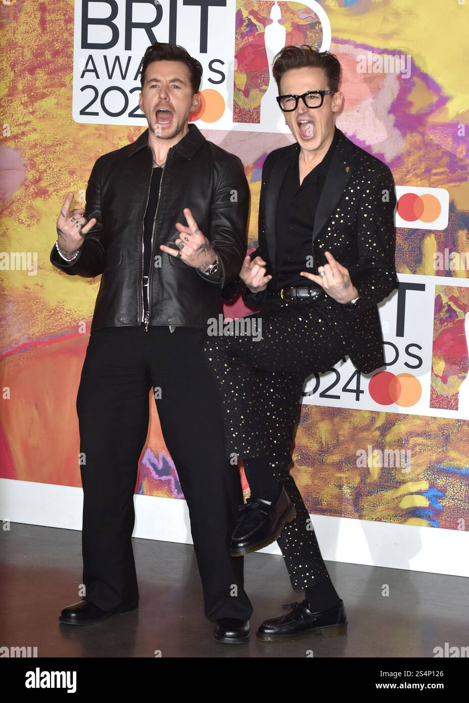 ***EDITORIAL USE ONLY*** Danny Jones and Tom Fletcher of McFly attends The BRIT Awards 2024 at ...