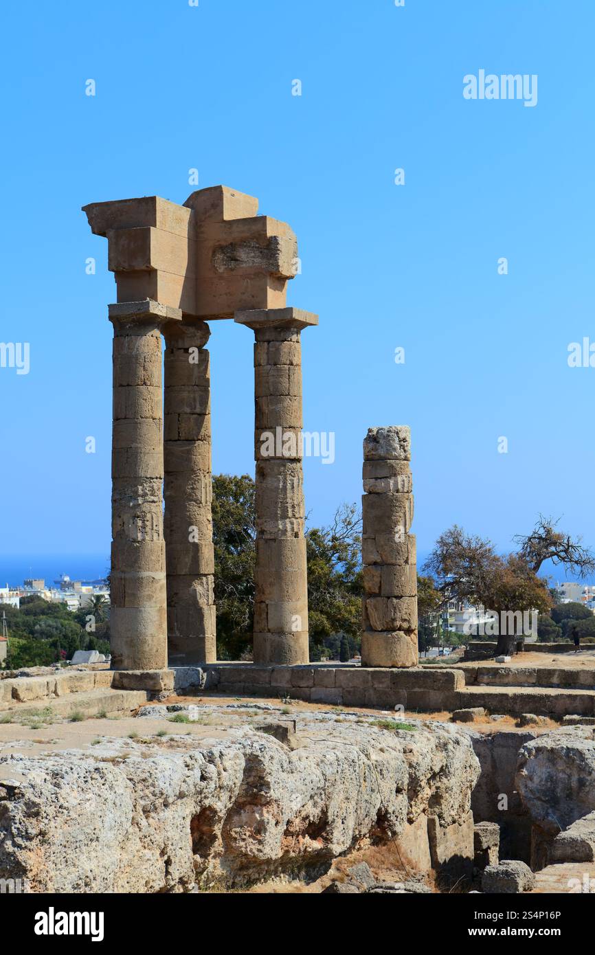 Ancient acropolis ruins of Rhodes. Rhodes island. Greece Stock Photo ...