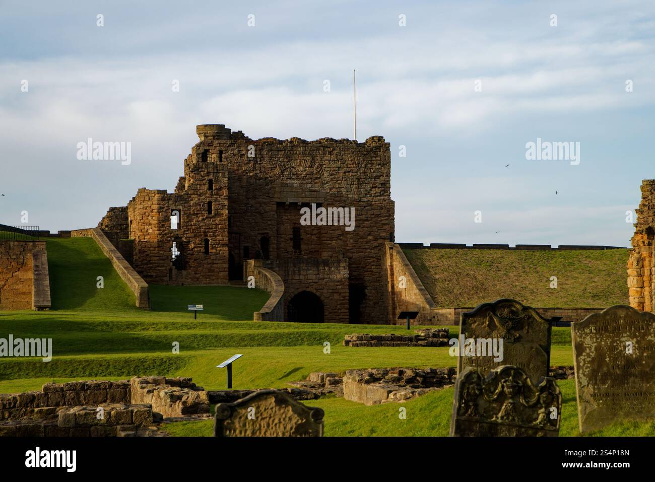 Graveyard in the grounds of Tynemouth Castle and Priory, Newcastle ...
