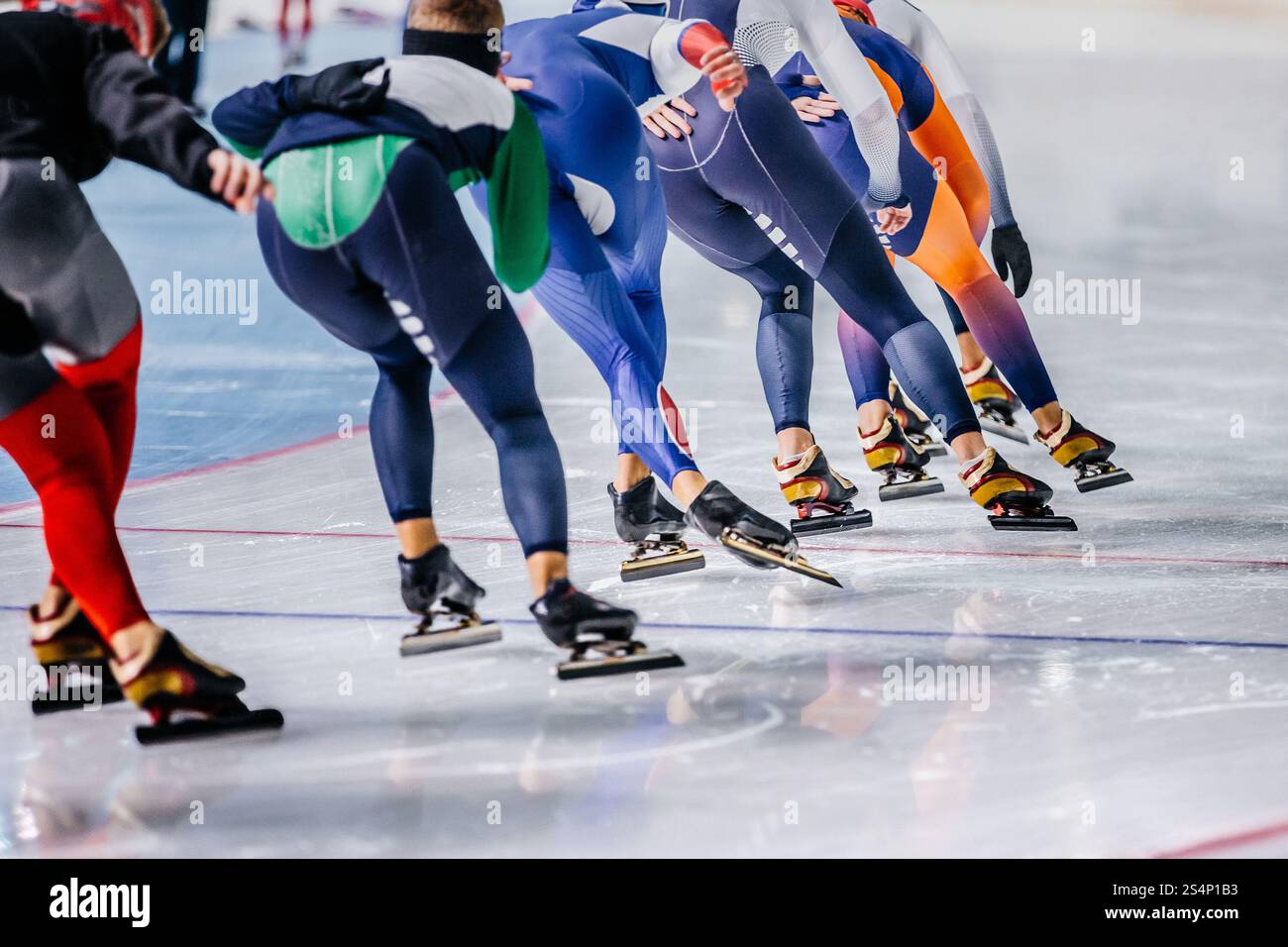 rear view mass start race in speed skating for men Stock Photo - Alamy
