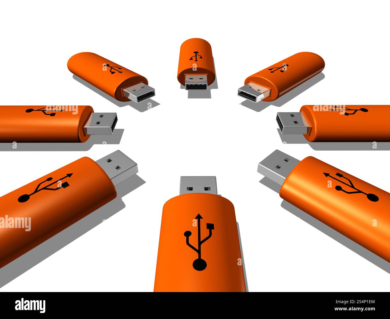3D orange USB keys isolated on white background. USB keys Stock Photo ...