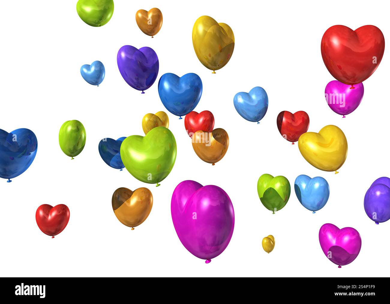 colored heart shaped balloons isolated on white. valentines day symbol ...