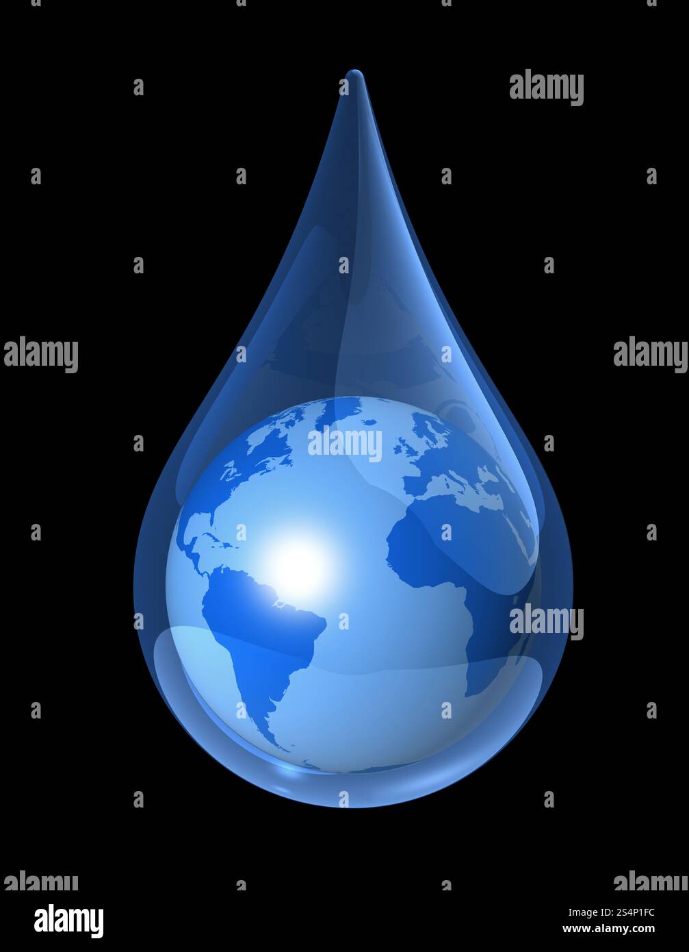 blue world globe map in a water drop. 3D ecology symbol Stock Photo - Alamy