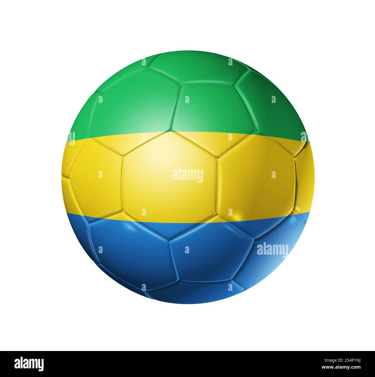 3D soccer ball with Gabon team flag. isolated on white with clipping ...