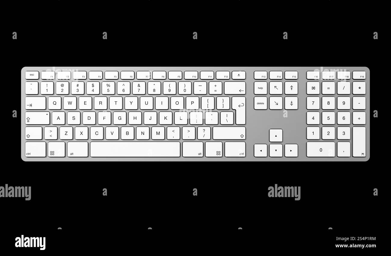three dimensional computer Keyboard isolated on black. Computer ...