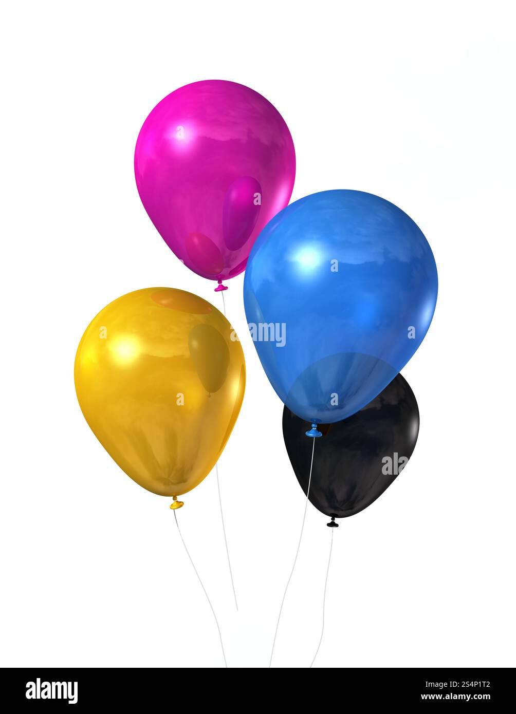 CMYK primary colored air balloons isolated on white. CMYK colored ...