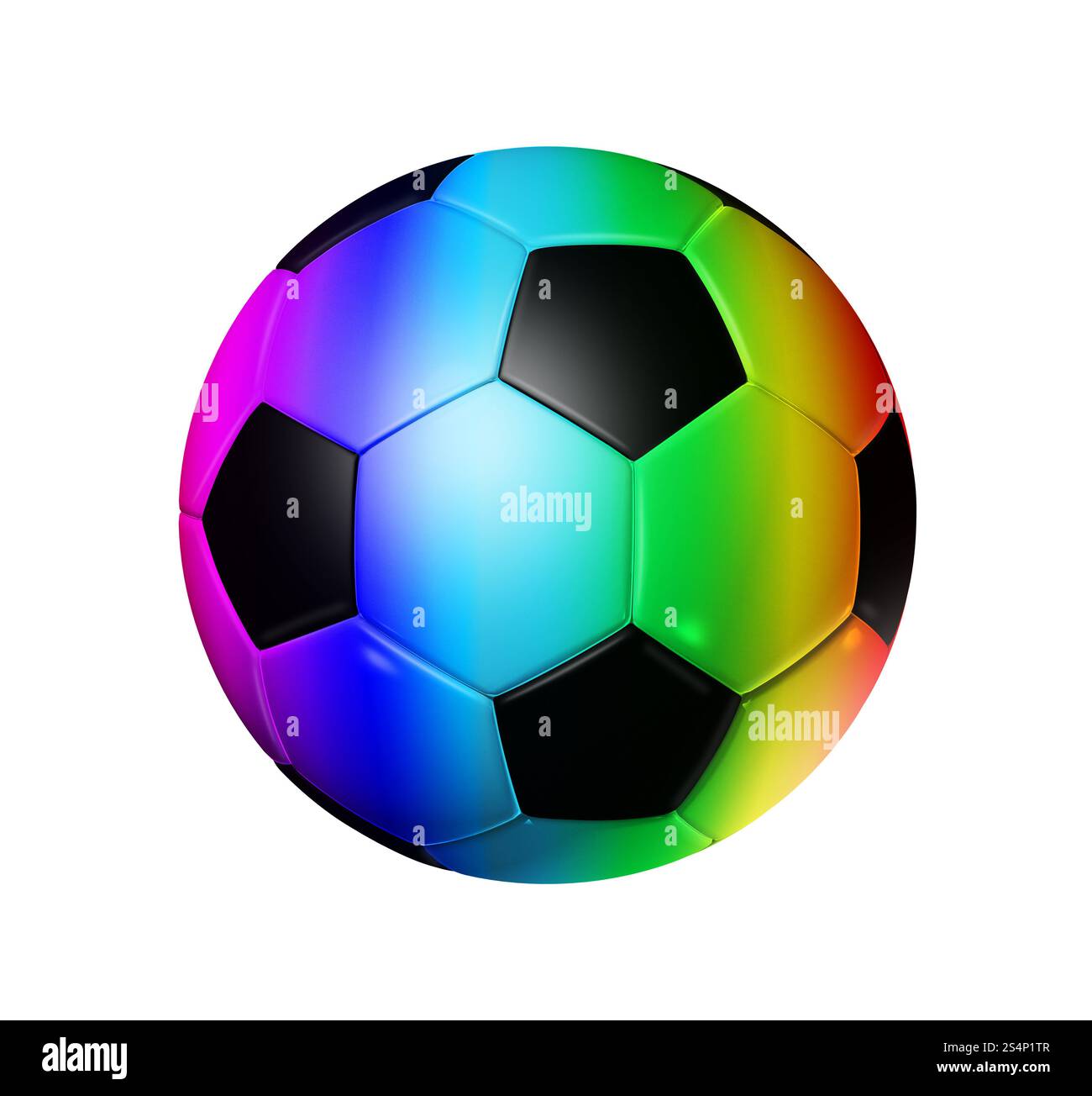 3D rainbow soccer ball isolated on white with clipping path. Rainbow ...