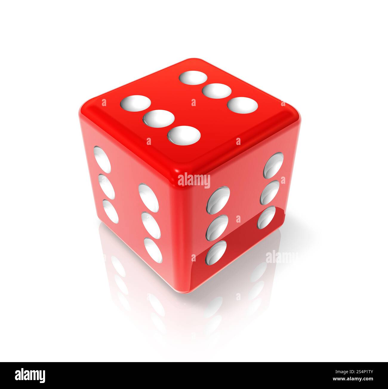 3D red dice with six on all sides. Win concept. Six red dice Stock ...