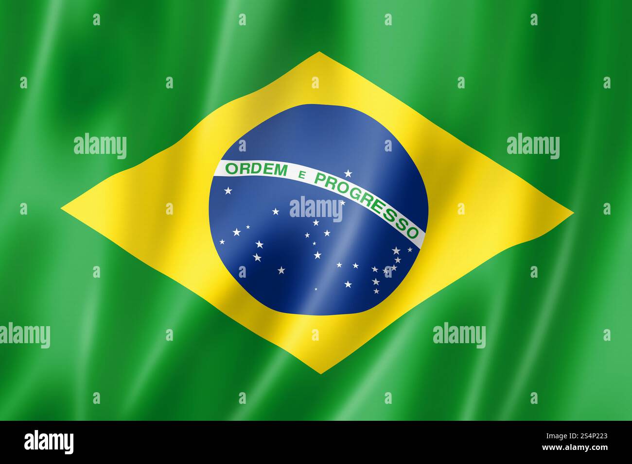 Brazil flag, three dimensional render, satin texture. Brazilian flag ...